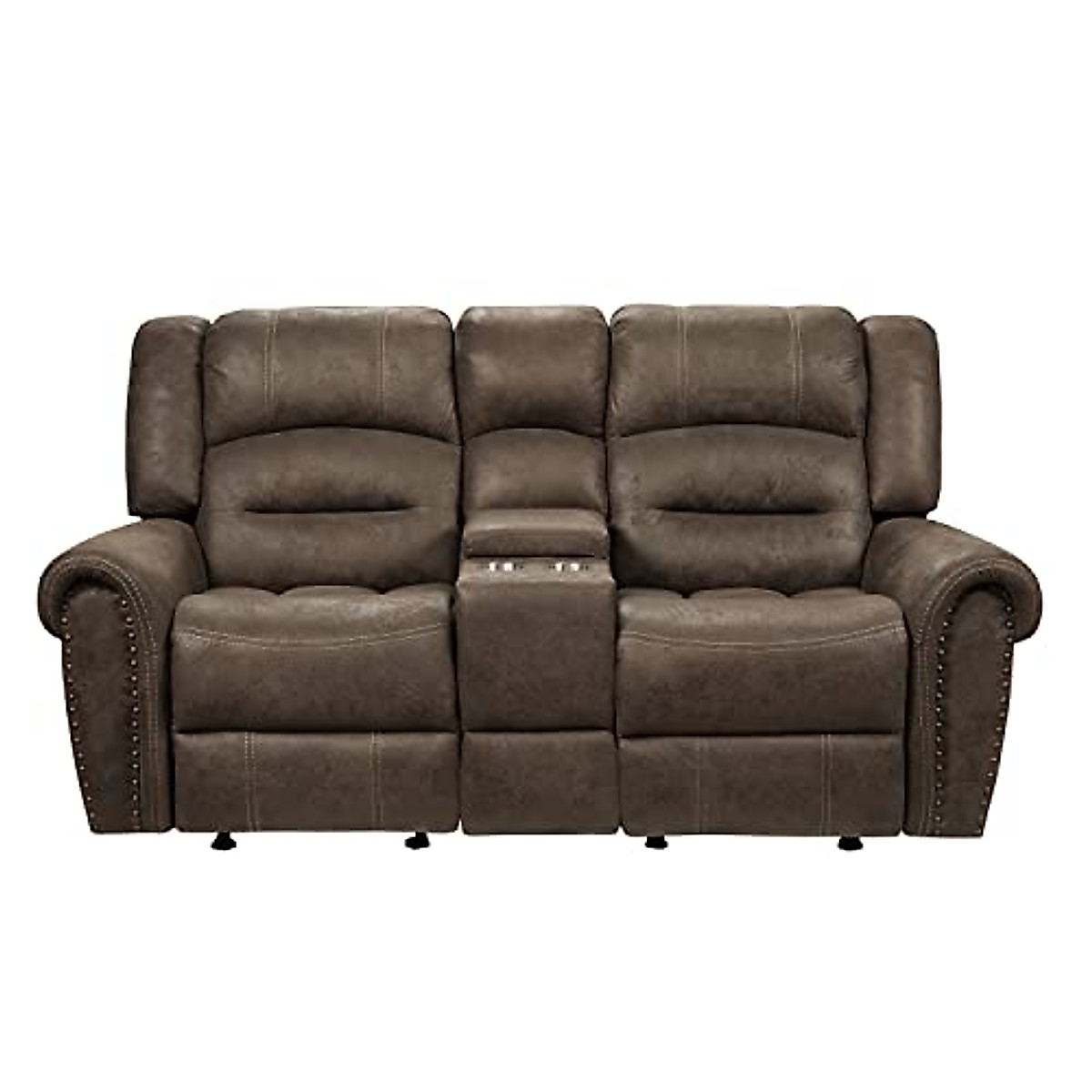 Lexicon Shay Double Glider Manual Reclining Loveseat, Brown