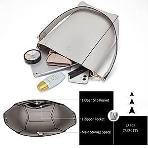 BOSTANTEN Leather Purses and Handbags for Women Designer Hobo Bucket Bag Fashion Small Crossbody Purses Grey Small size