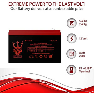 Neptune Brand NT1280 12v 8ah Replacement SLA Battery for Power Patrol Backup Battery SLA1075