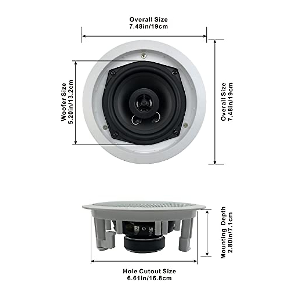 Acoustic Audio R191 in Ceiling/in Wall Speaker 3 Pair Pack 2 Way Home Theater 1200 Watt R191-3PR