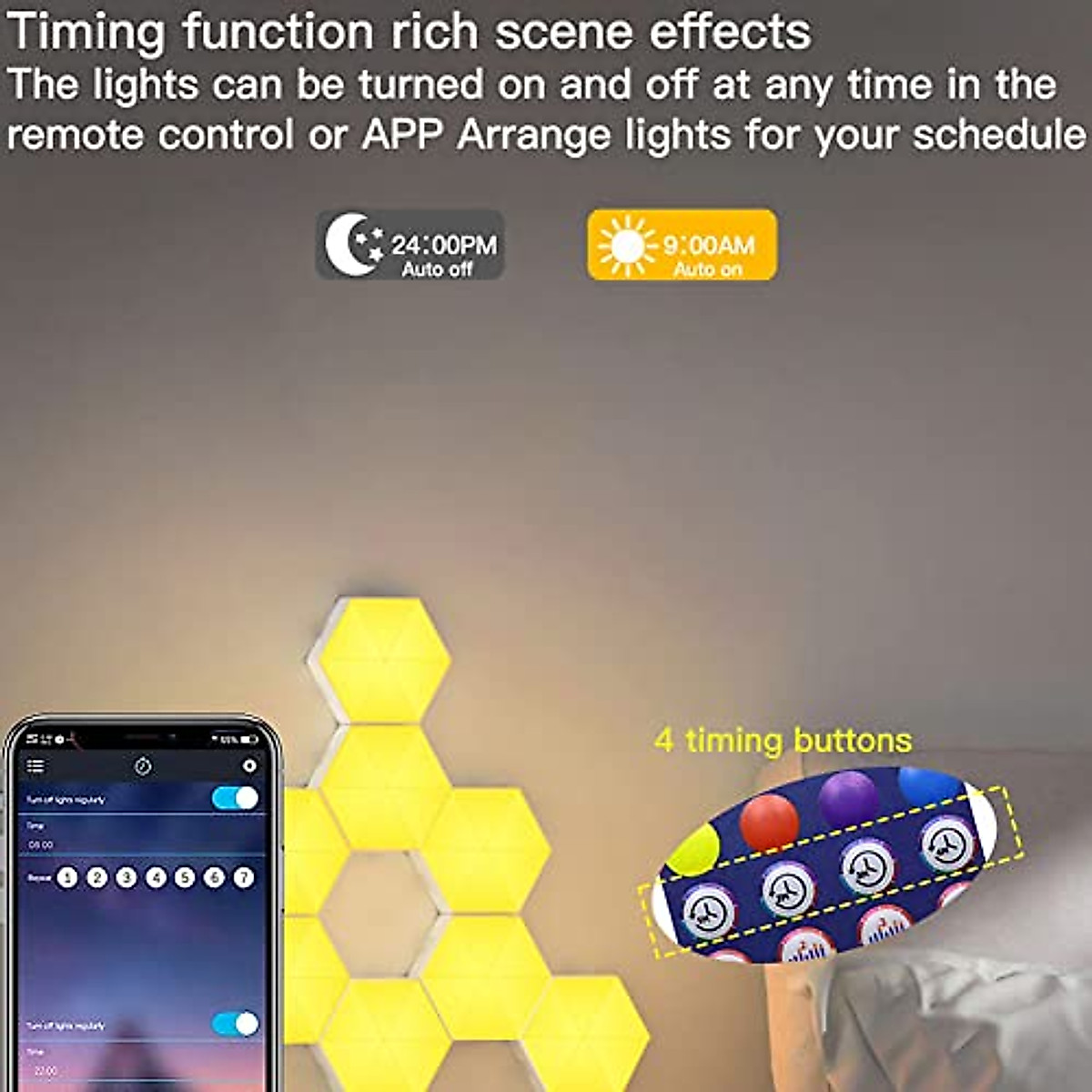 Firmlly RGB Hexagon Lights, LED Hexagon Wall Light, Smart Hexagonal Wall Panels, Bluetooth/WiFi Connection, LED Wall Panels for Gaming Room, Bedroom, Wall Decor (WiFi*3PCS, RGB)