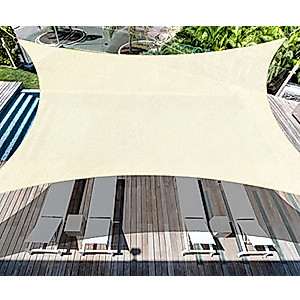 Dafoecheer Sun Shade Sail 12' x 16'Rectangle UV Block Canopy for Patio Garden Backyard Lawn and Outdoor Activities, Cream
