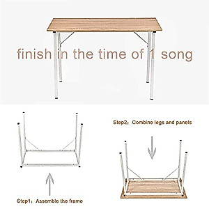 Small Computer Desk Study Writing Table for Home Office, I Shaped Black Modern Desk Office Laptop Desk Sturdy Work Table PC Wood Computer Table Gaming Desk with Black Metal Frame - 39.4L* 18.9W* 29.1H