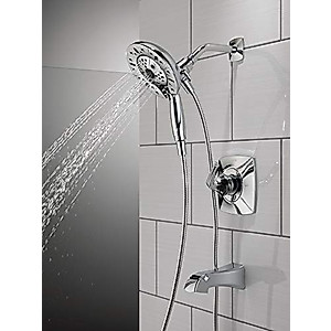 Delta Faucet Vesna 14 Series Single-Handle Shower Trim Kit with 5-Spray H2Okinetic In2ition Dual Hand Held Shower Head with Hose, Chrome 144789-I (Valve Included)