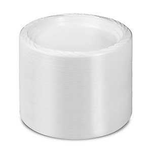 Munfix 200 White Plastic Plates Set - 6 Inch Plastic Dessert Plates, Disposable Plates Bulk Pack, Party Plates for BBQ, Picnic, Parties, Travel and Events, Microwavable Recyclable