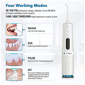 e-THealth Oral Care Kit Professional Cordless Oral e-Flosser 360 ml Large Detachable Water Tank and e-TBrush 920 Sonic Electric Tooth Brush with 15 Different Modes