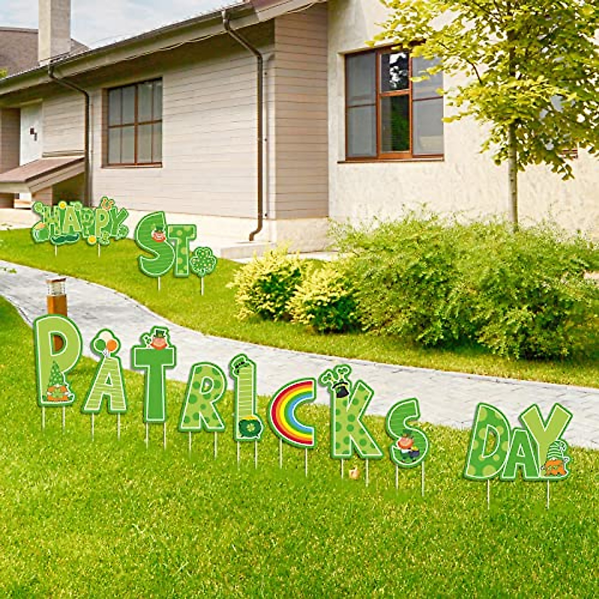 Whaline 11Pcs St. Patrick's Day Yard Signs with 22Pcs Stakes Cartoon Happy St. Patrick's Day Lawn Sign for Indoor Outdoor Home Lawn Decorations Holiday Anniversary Ornaments Party Supplies