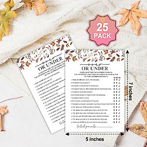 Fall Bridal Shower Games – 25 Pack, Over Or Under Game, Autumn Floral Wedding Shower Games Cards, Newlyweds Party Decoration, Engagement Party Games, Bachelorette Party Ideas -06