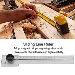Sliding Line Ruler Precision Carbon Steel Ruler Woodworking Parallel Ruler Marker Gauge Marking Tool for Mechanical Processing Marking with Slide Stops(200mm)