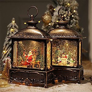 YEHEI Musical Snow Globe Water Lantern, Singing Christmas Lanterns for Kids, Christmas Snowglobe for Home Christmas Decor, Battery Operated & USB Cord Powered,Santa Claus