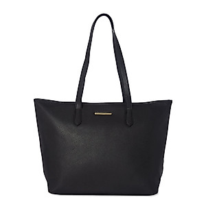 Time Tru Women's Faux Leather Vegan 3-Piece Handbag Set Tote, Wristlet and Wallet (Black Saffiano)