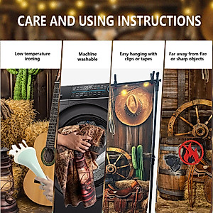 Humkat Western Cowboy Backdrop Banner, 7X5FT Wild West Rustic Wooden Barn House Photography Background for Western Party Decoration, Rodeo Backdrop for Kid Birthday Party, Reusable and Washable