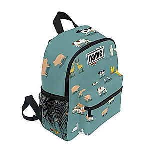 Glaphy Custom Kid's Name Backpack, Farm Animals Cow Chicken Pig Horse Toddler Backpack for Daycare Travel, Personalized Name Preschool Bookbags for Boys Girls