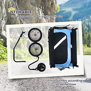 Aosom 2-in-1 Small Dog Bike Trailer and Bike Stroller with Hitch, Bicycle Trailer Sidecar Bike Wagon Cart Carrier Attachment for Travel, Blue