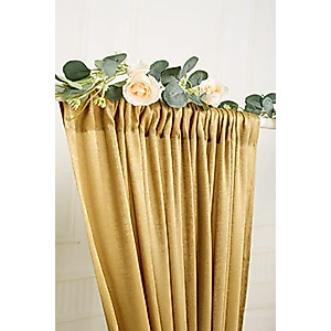 SHERWAY 2 Panels 4.8 Feet x 10 Feet Deep Gold Thick Satin Wedding Backdrop Drapes, Non-Transparent Window Curtains for Party Ceremony Stage Decoration