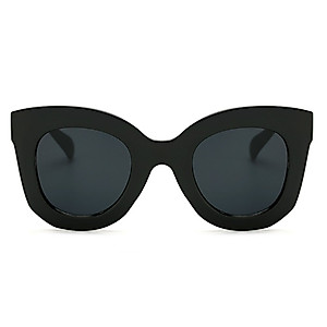 Freckles Mark Thick Fashion Butterfly Sunglasses for Women Trendy Round Cat Eye Sun Glasses (Black, 45)