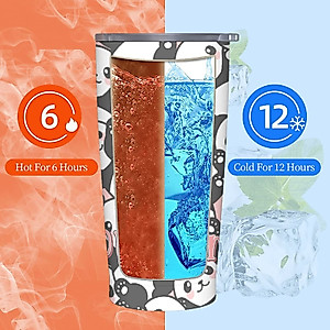 Panda Tumbler Gifts, 20 OZ Tumblers with Straw & Lid Double Wall Vacuum Insulated Printed Cup, Coffee Wine Water Tea Mug for Women Men Couple Teen Boys Girls Birthday Valentine’s Day Home Office