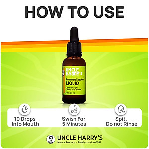 Uncle Harry's Natural & Fluoride-Free Remineralization Liquid for Tooth Enamel - Freshens Breath & Strengthens Teeth (2 Pack, 1 oz.)