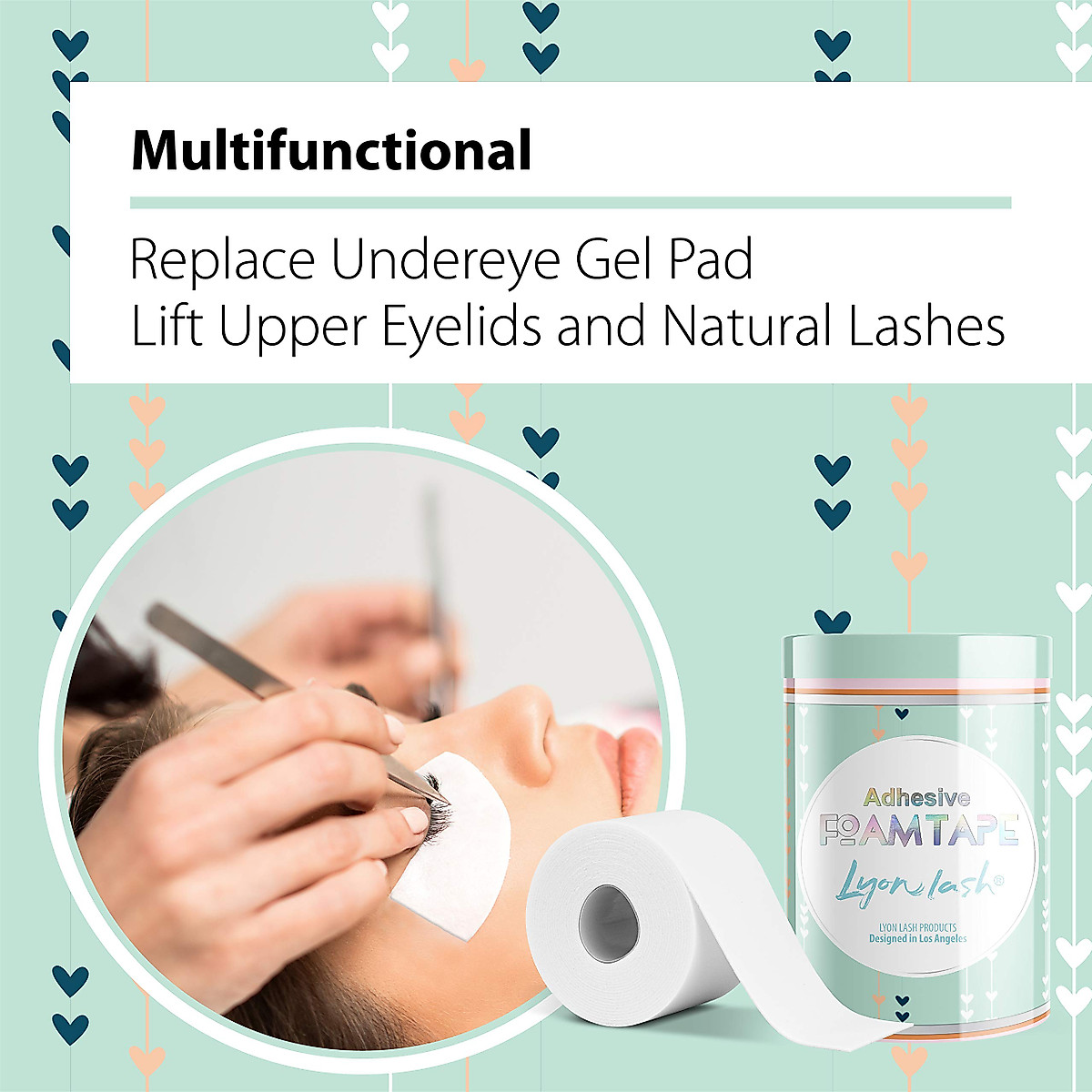 Lyon Lash Foam Tape | Medical Elastic Eyelash Tapes for Eyelash Extensions | Eyelash Extension Supplies Under Eye Pads Lint Free Patches Hypoallergenic Latex Free (1 inch x 4)