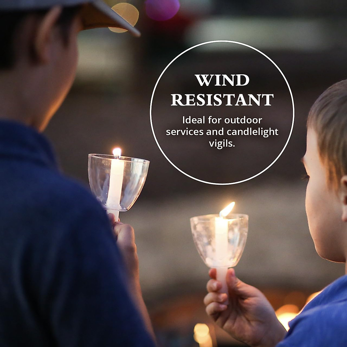 Concordia Supply Candles w/Candle Drip Protectors - 5.75" x 1/2" Candles w/Clear Plastic Shield for Wind & Drip Protection, Ideal for Candle Light, Memorial, & Congregational Services (Set of 100)