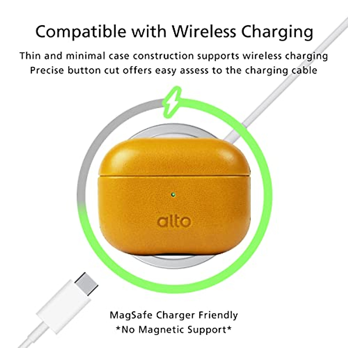 Alto Case for AirPods Pro 2 with Keychain, Italian Leather Case Cover Compatible AirPods Pro 2nd Generation 2022 Women Men Protective Hard Shell Supports Wireless Charging Front LED Visible (Brown)