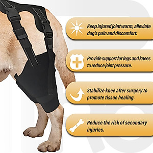 PLKO Dog Knee Brace with Side Stabilizers - Support for ACL, Knee Cap Dislocation, Arthritis - Warmth, Stability, and Pain Relief(Size: XXXL)