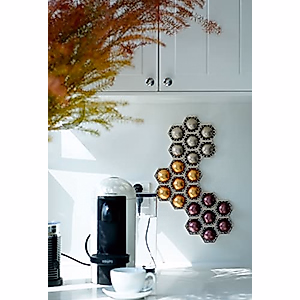 Hemiola Coffee Pod Holder, Honeycomb Capsule Organizer Intended for Nespresso Vertuo Pods, Fridge and Wall Mount, Hold up to 21 Pods, Pack of 3, Champagne