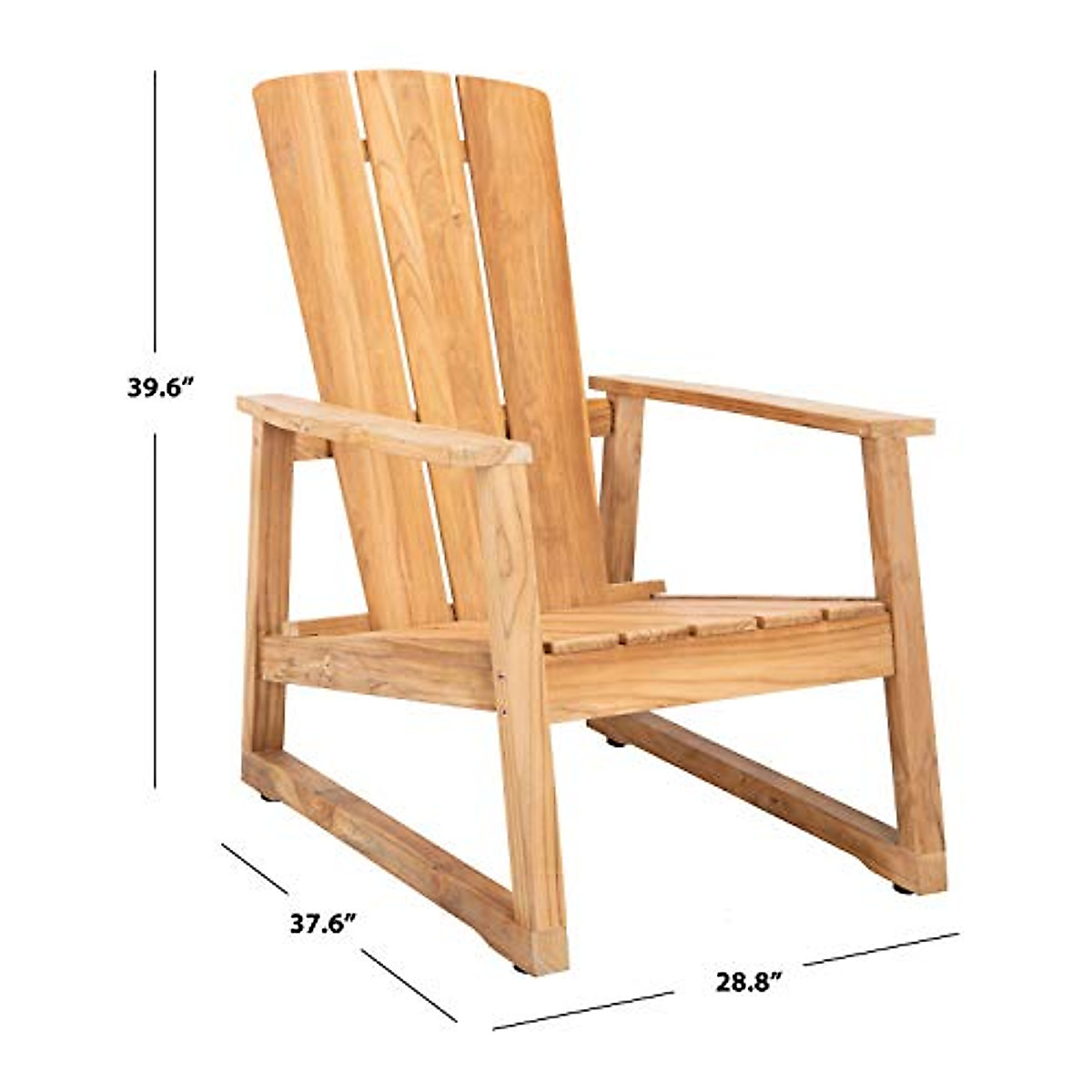 SAFAVIEH Couture Patio San Juan Natural Brazilian Teak Wood Outdoor Adirondack Chair