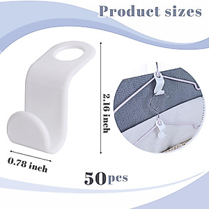 MCPINKY 50PCS Hanger Hooks, Clothes Connector Hooks Space Saving Cascading Hangers White Closet Organizer Hanger Clips for Plastic Hangers