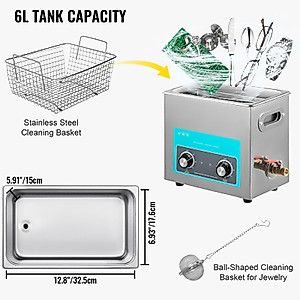 Ultrasonic Cleaner with Heater Timer Control, Lab Water Drain - Ideal for Solution Cleaning