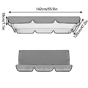 Doefo Garden Swing Set - UV Resistant Patio Replacement Swing & Swing Seat, Waterproof Polyester Swing Canopy Top Fit Most 3 Seater Swings