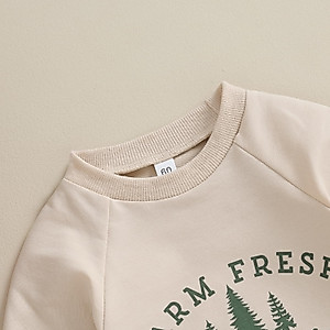 Bagilaanoe Infant Baby Boy Girl Christmas Outfit Clothes Christmas Tree Long Sleeve Romper One Piece Jumpsuit Pants (Apricot, 12-18 Months)