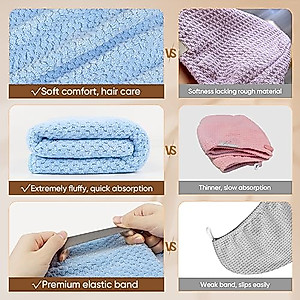 HOMEXCEL 5 Pack Microfiber Hair Towels - 40 x 20 inches Super Soft, Fast Drying Turbans for Long, Thick, Curly Hair - Anti Frizz Wrap with Elastic Strap