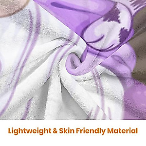 JOOCAR Flannel Throw Blanket Cartoon Sleepy Gnome Purple Cozy&Soft Plush Blankets for Bed Couch Living Room Sofa Chair