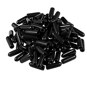 uxcell 100pcs Rubber End Caps 3mm ID Vinyl Round Tube Bolt Cap Cover Screw Thread Protectors Black