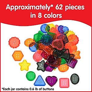 Edx Education Transparent Large Buttons - Mini Jar Set of 60 - Light Box Accessory - Sensory and Fine Motor Skill Development - Math Manipulative - For Ages 18M+