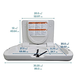 ECR4Kids Horizontal Wall-Mounted Changing Station with Slim Back, Baby Changer, White Granite