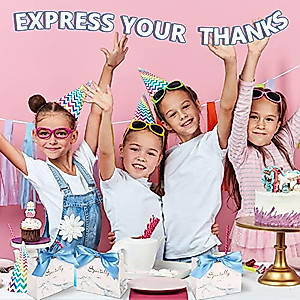 80 Pack Small Thank You Gift Bags Boxes Mini Party Favor Gift Bags with Bow Ribbon Treat Boxes Mini Paper Bags for Wedding Baby Shower Party Bridesmaid Celebration (Blue Ribbon, Stylish Style)