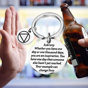 PLITI Sobriety Gift Addiction Recovery Gift Sober Gift Recovery AA Alcoholics Anonymous Birthday Gifts AA NA Gift Sobriety Keychain (Sobriety change lives)