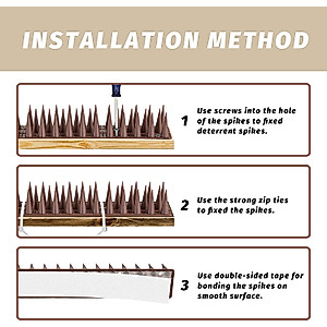 Bird Spikes, Grovind Plastic Spikes for Outdoor Bird Spike Security Bird Deterrent Spikes, Cat Raccoon Squirrel Spikes Pigeon Spikes for Fences and Roof Keep Birds Away - 12 Pack