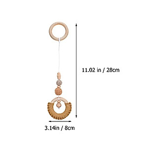 LUOZZY 4Pcs Hanging Rattle Toys Wooden Baby Crib Toys Newborn Car Seats Stroller Toys Creative Present - Khaki