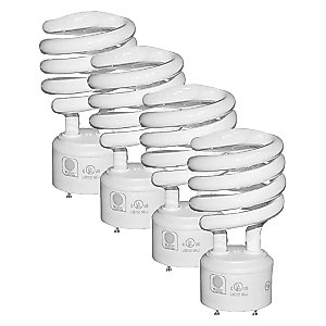 SLEEKLIGHTING - GU24 23Watt 2700K 1600lm 2 Prong Light Bulbs- UL approved-120v 60Hz - Mini Twist Lock Spiral -Self Ballasted CFL Fluorescent Bulbs- 1600lm Warm White 4 Pack (100 Watt Equ)