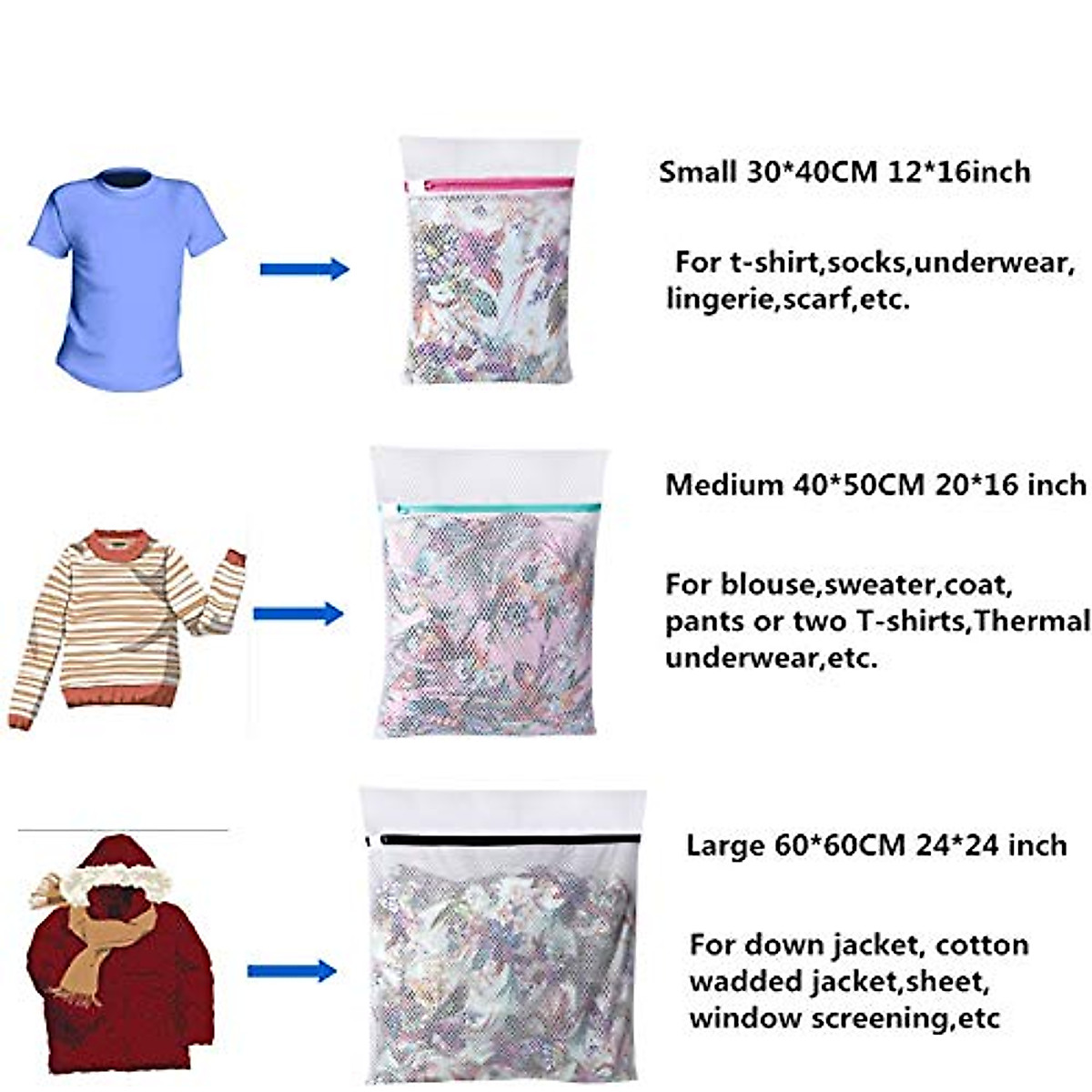 BAGAIL Set of 5 Honeycomb Mesh Laundry Bags for Blouse,Hosiery,Stocking,Underwear Premium Laundry Bags for Travel Storage Organization (5 Set)