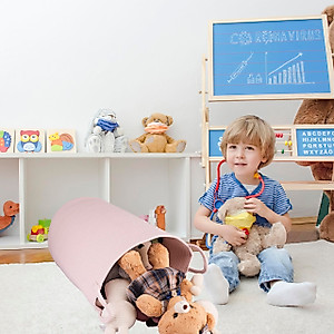 XUANGUO Cotton Rope Laundry Basket Hamper for Clothes Woven Storage Basket for Living Room Bedroom Boho Tall Rope Baskets for Blanket Toys Pillow Towels Baby Nursery Hamper Bin Large light pink