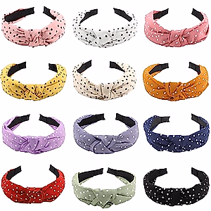 ACO-UINT Headbands for Women, 12 Pack Non-Slip Knotted Headbands with Soft Fabric, Wide Headbands for Summer Hair Accessories for Women Girls