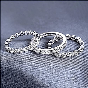 3 CT Round Shape White Cubic Zirconia Womens Trio Wedding Engagement Ring Set in 14K White Gold Plated 925 Sterling Silver (3 Cttw) Ring Size - 5