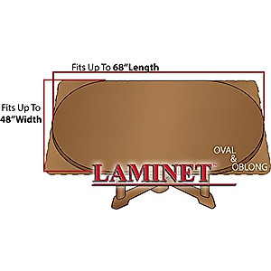 LAMINET Elastic Fitted Table Cover - Harvest Plaid (Beige) - Oblong/Oval - Fits Tables up to 48 x 68”