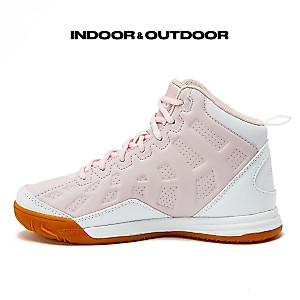AND1 Showout Girls & Boys Basketball Shoes Kids, Boys High Top Sneakers- Light Pink, 4 Big Kid