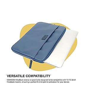 OOKIEDO 13-13.3inch Leather Laptop Sleeve for MacBook Air/Pro Leather （PU） Notebook Bag Case Stylish and Protective Computer Bag (Blueberry)