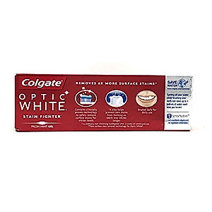 Colgate Optic White Stain Fighter Anticavity Fluoride Toothpaste, Fresh Mint Gel, 4.2 Ounces (Pack of 3)